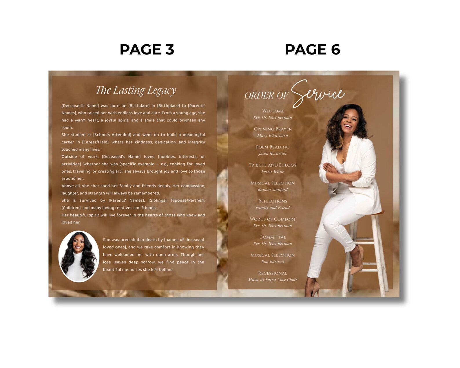 Brown Funeral Program Template: 8-page Memorial, Celebration of Life ...