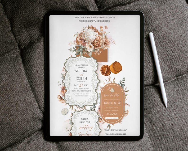 Wedding Website Template Canva | Editable Save the Date Website ...