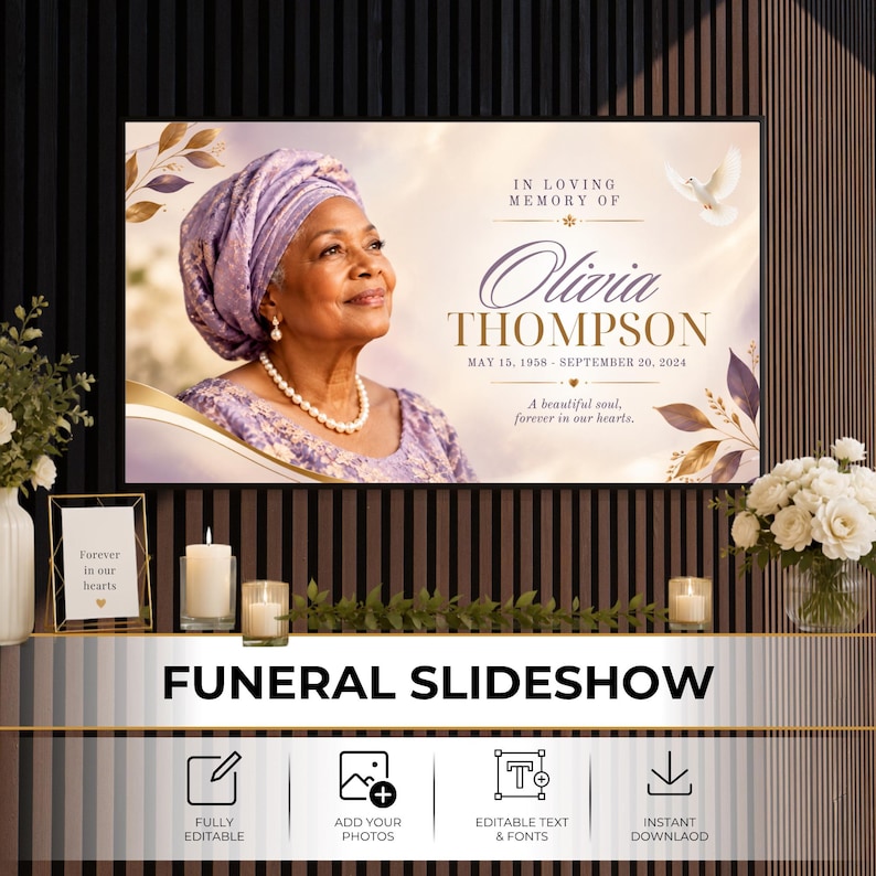 Funeral Slideshow Template | Celebration of Life Photo Tribute (digital ...