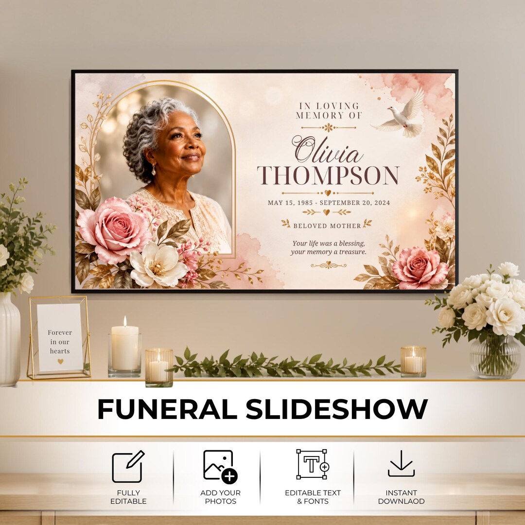 Funeral Slideshow Template | Celebration of Life Photo Tribute (digital ...