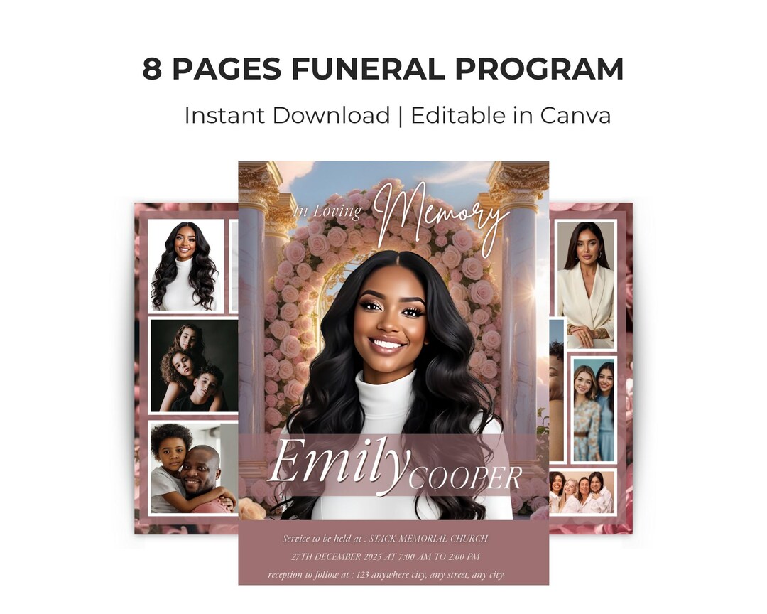 Brown Funeral Program Template 8-page Memorial, Celebration of Life ...