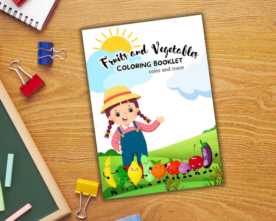 Fruits and Vegetables Coloring and Tracing Booklet for Kids Age 3-6 - Etsy