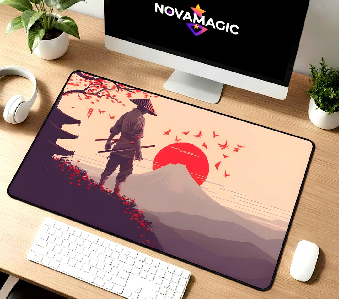 Japanese Samurai Desk Mat, Extended Mouse Pad, XL Gaming Mat - Etsy