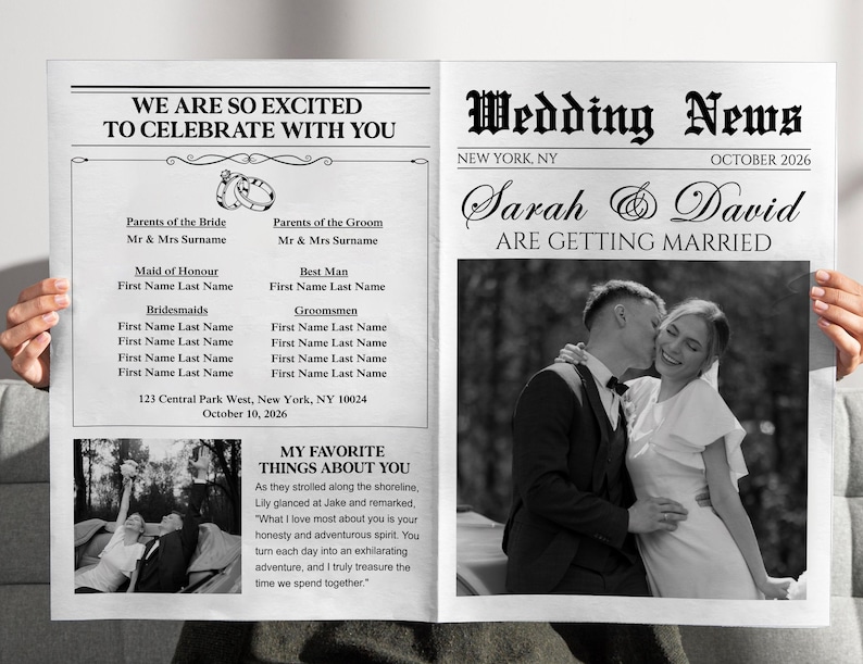 Wedding Newspaper Template With Photo, Wedding Newspaper Template ...