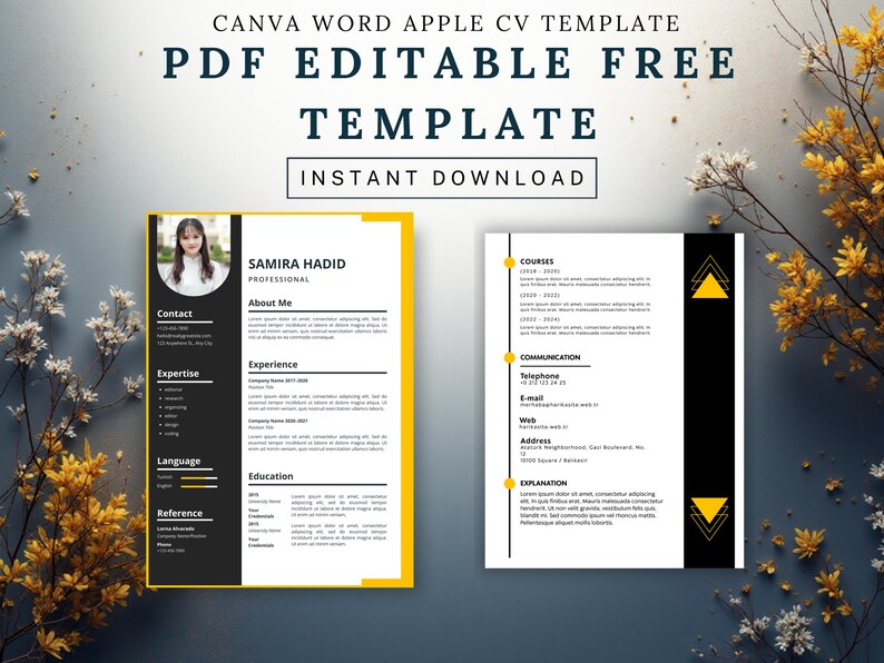 Editable CV Template, Modern Resume Design - Etsy