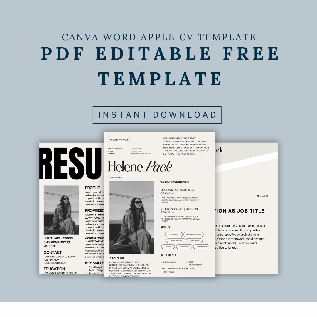 Modern Resume Template, Editable CV Design (digital Download) - Etsy