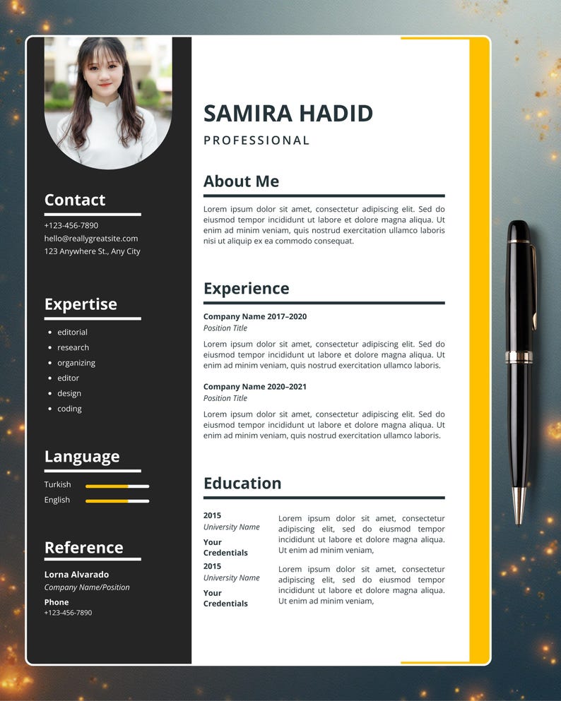 Editable CV Template, Modern Resume Design - Etsy