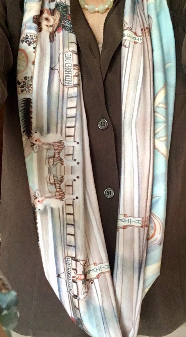 Antlers Clocks and Owls Modern Jersey Infinity Scarf - Etsy