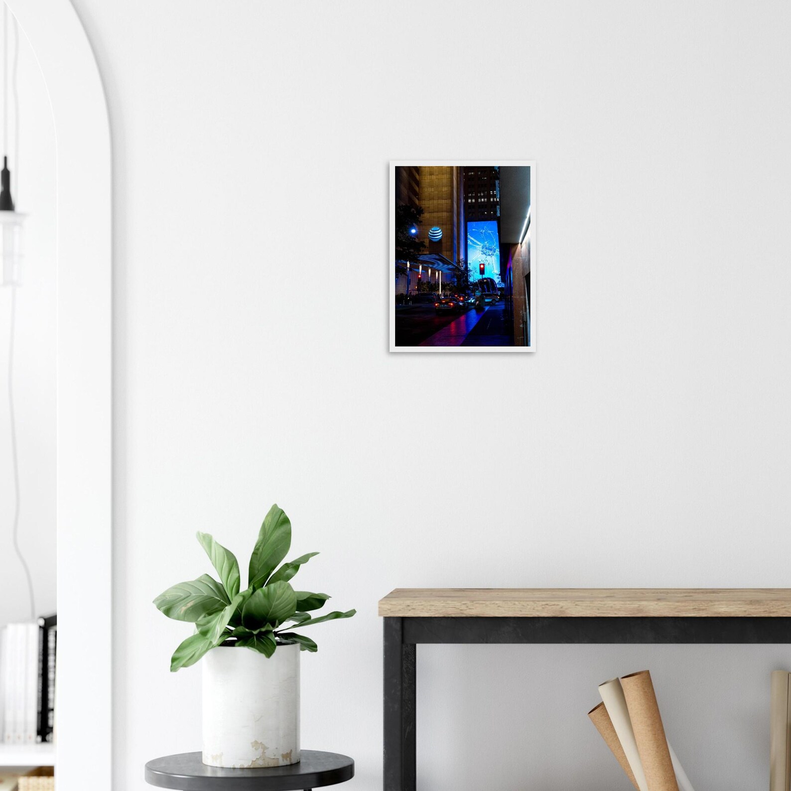 Downtown Cityscape Poster: Modern Pine Wood Frame, Matte Finish - Etsy