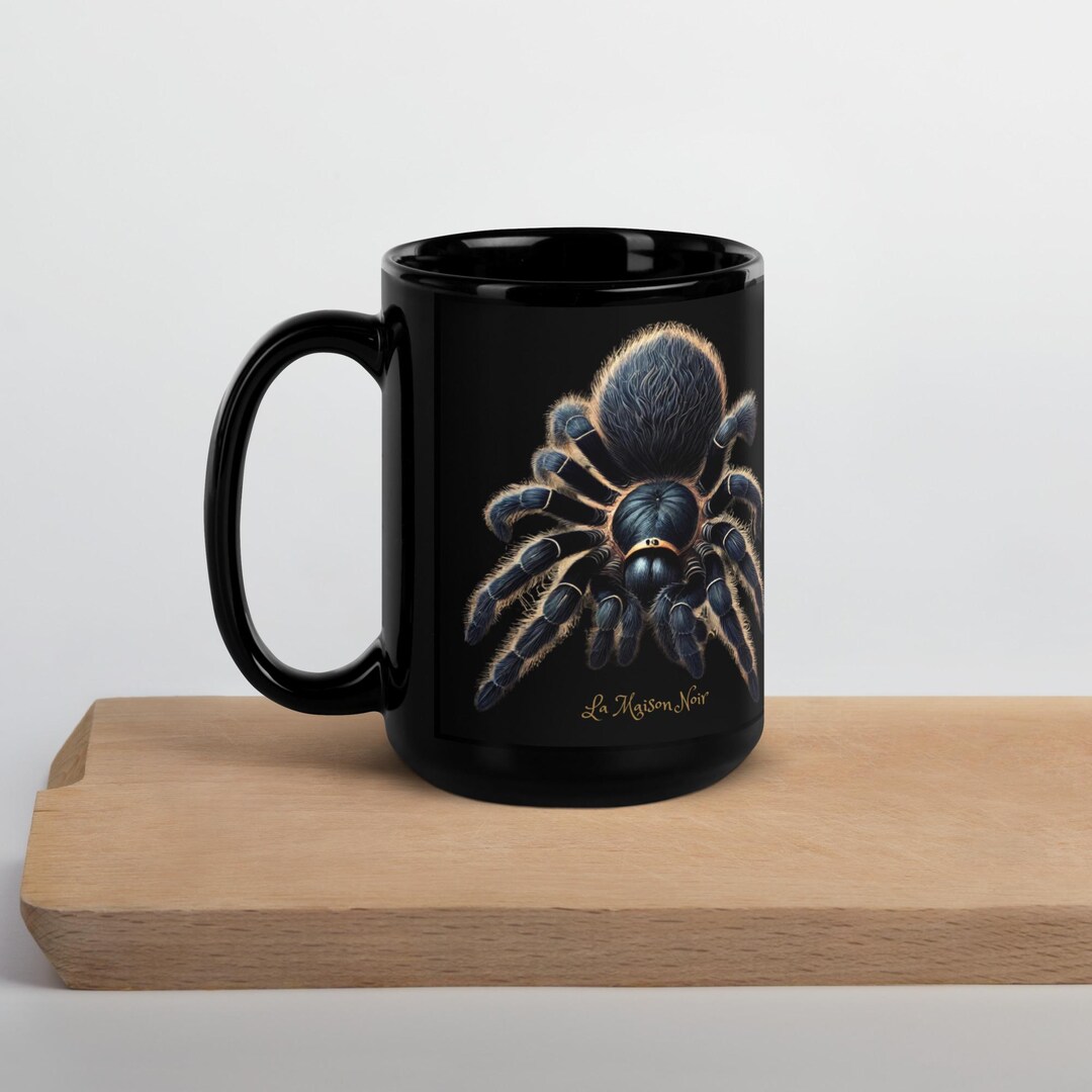 Black Mug Spider, Glossy Coffee Cup, Gothic Mug, Gift Idea, Ceramic Mug ...