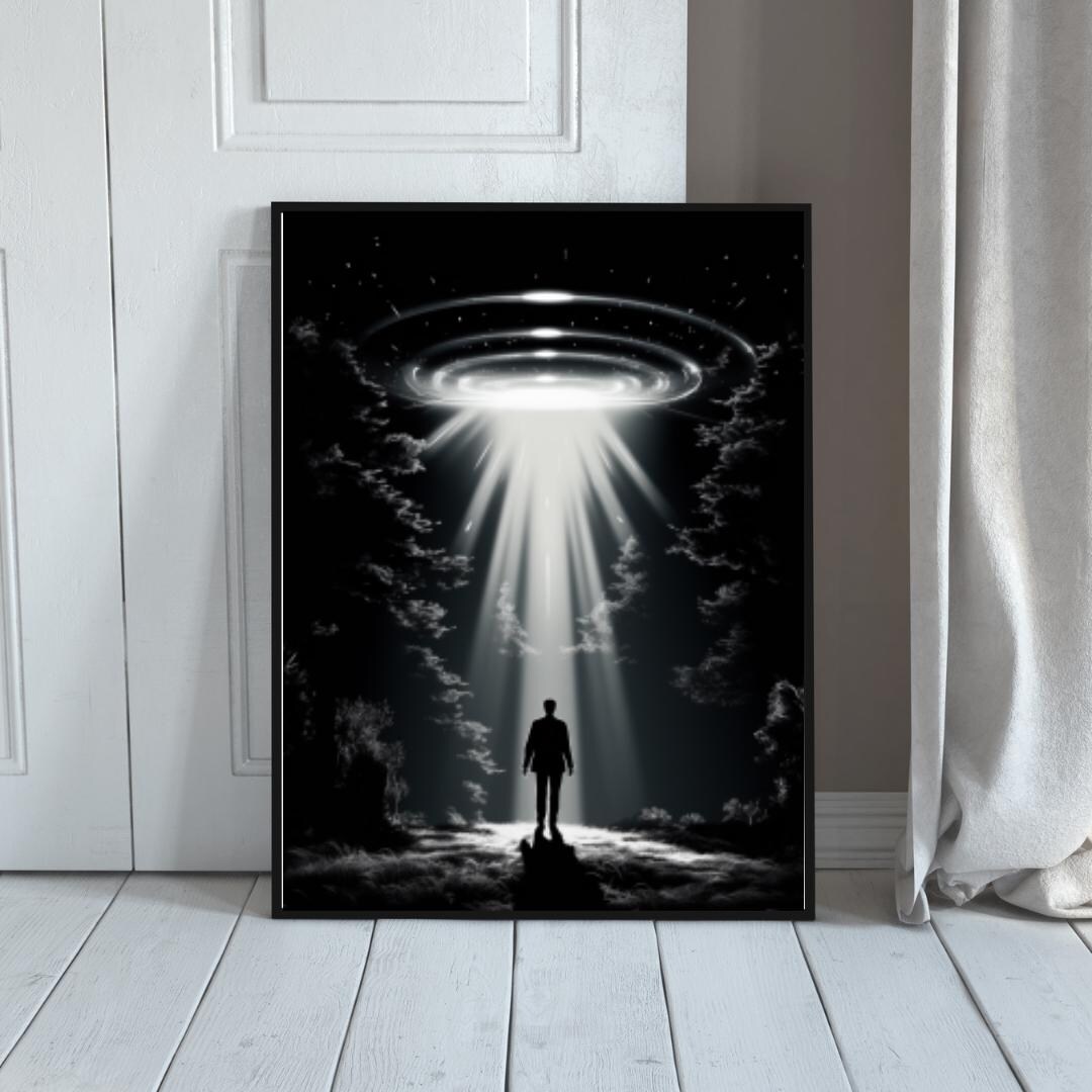 UFO Abduction Poster | Retro Sci-fi Alien Print (24x36) - Etsy