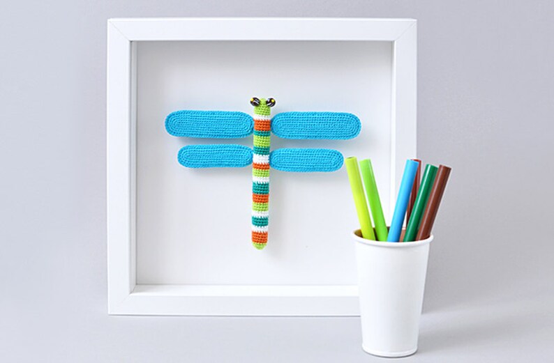 Crochet Pattern of Dragonfly in Frame Home Decor - Etsy