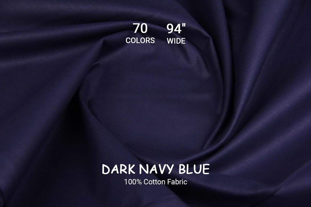 Solid Dark Navy Blue Cotton Bedding Fabric – 94" Wide Turkish Cotton ...