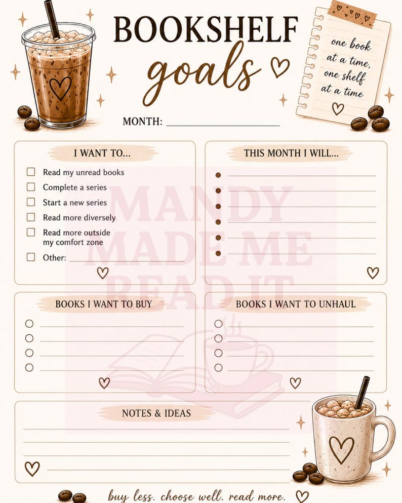 Iced Coffee Book Planner Sheets- Individual - Etsy
