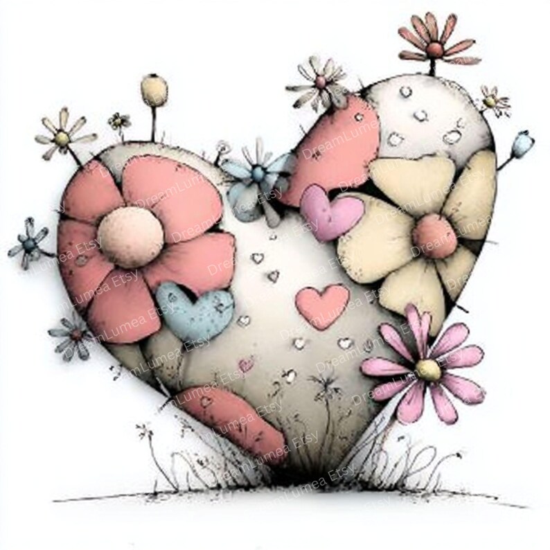 27 Whimsical Floral Hearts Clipart Bundle Valentine Day Watercolor ...