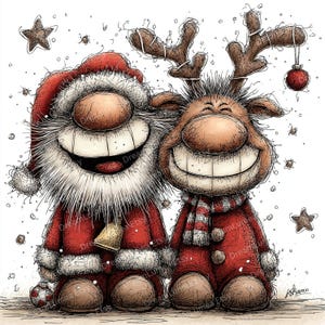 15 Watercolor Santa and Reindeer Clipart Bundle Christmas Holiday Art ...