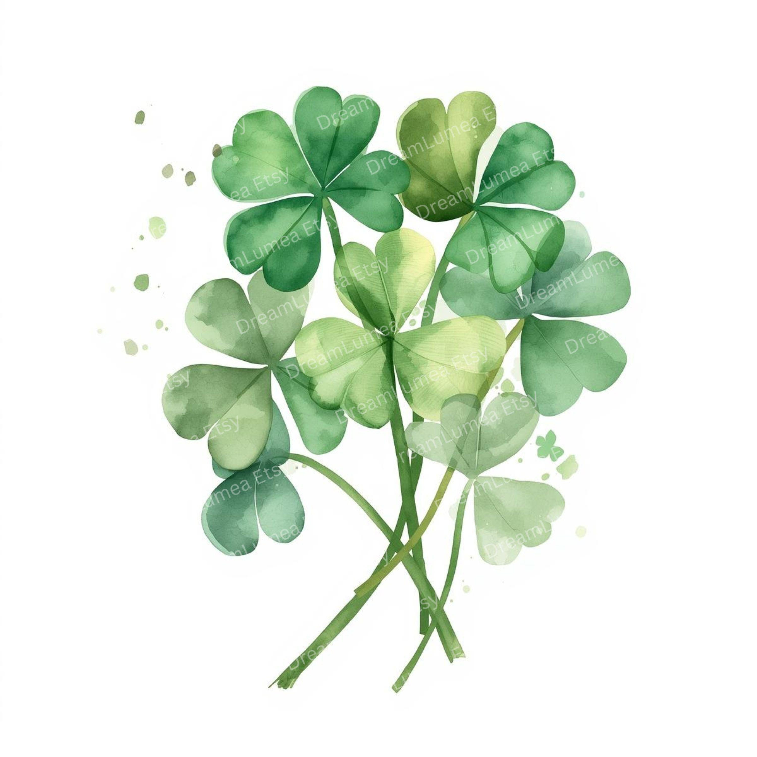 15 Shamrock Clipart Set Clover Watercolor Printable JPG High Quality ...