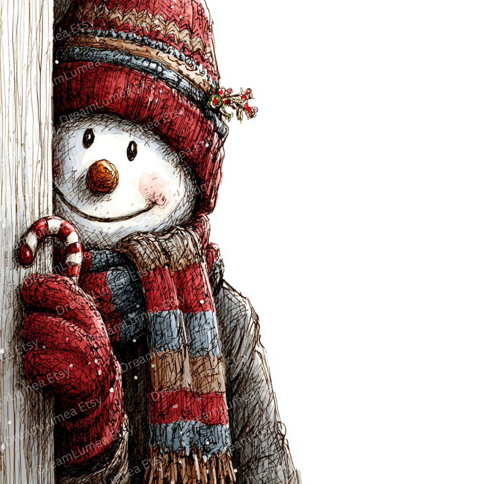 Watercolor Peeking Snowman Clipart Bundle, Holiday Winter Art (digital ...