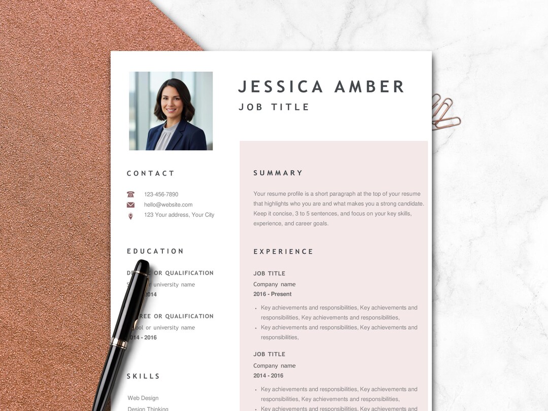 Modern Resume Template | 1 and 2 Page CV + Cover Letter & References ...