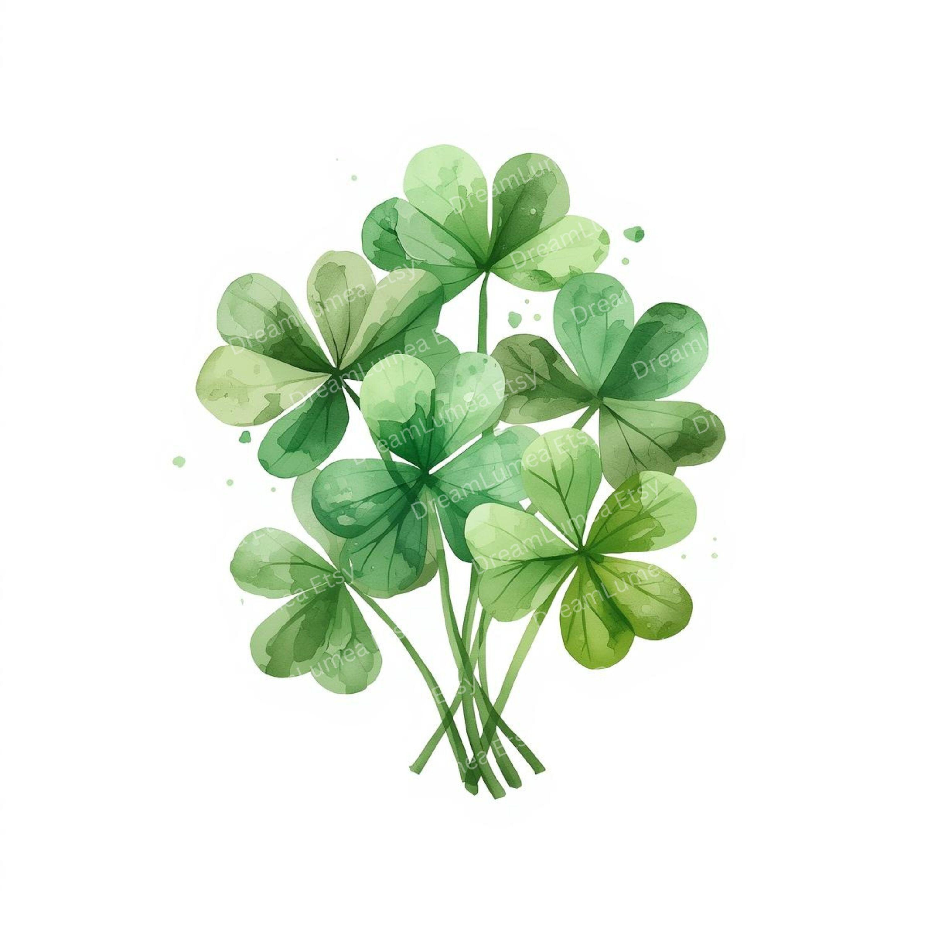 15 Shamrock Clipart Set Clover Watercolor Printable JPG High Quality ...