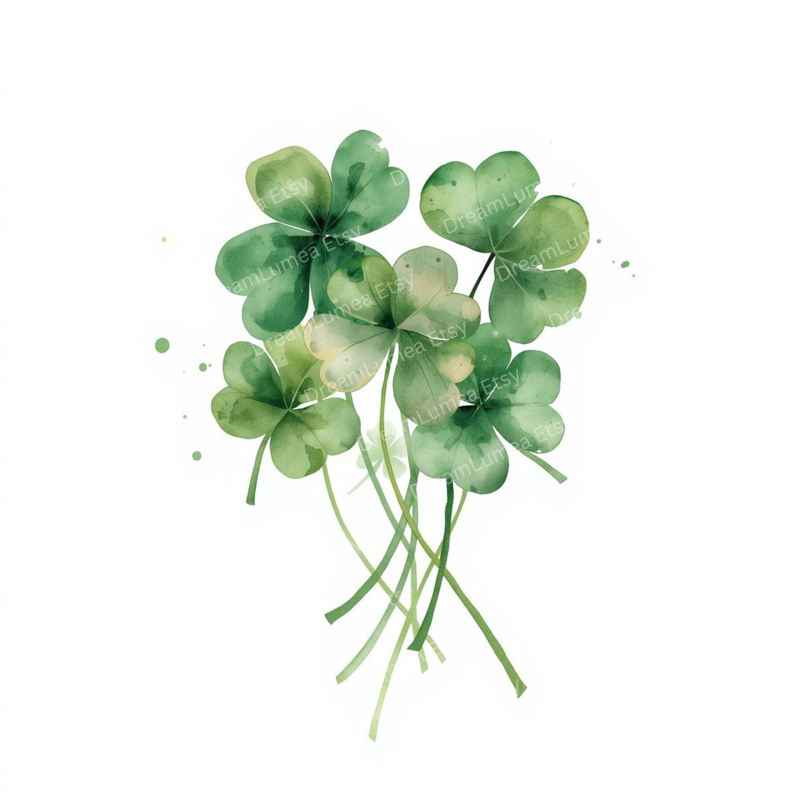 15 Shamrock Clipart Set Clover Watercolor Printable JPG High Quality ...