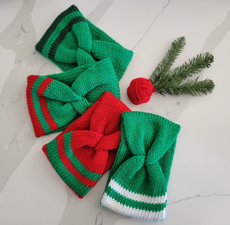 Striped Knit Christmas Ear Warmer Headbands - Etsy