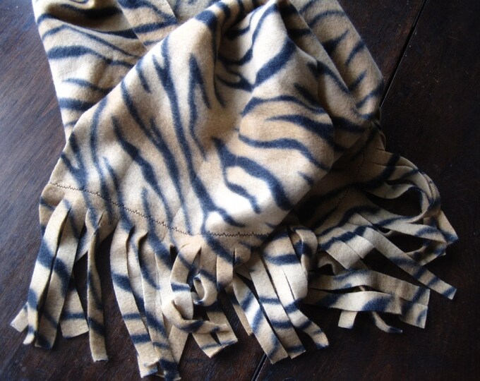 Tiger Pattern Fringed Fleece Scarf Soft Lightweight Winter - Etsy
