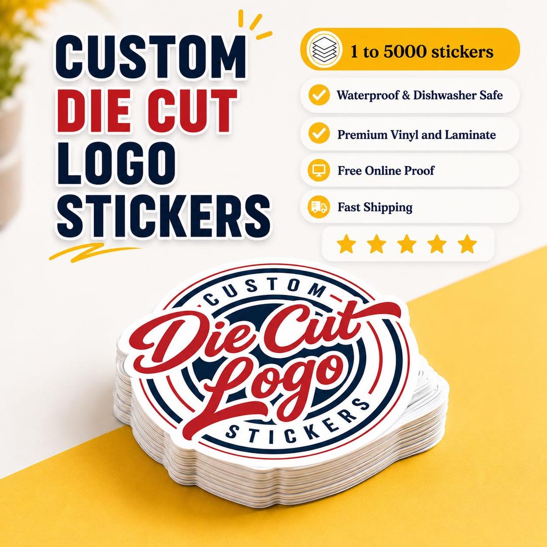 Custom Logo Vinyl Stickers: Die Cut, Waterproof, Bulk Options - Etsy