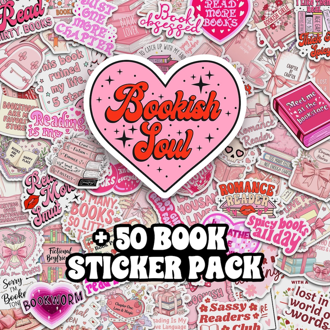 Pink Book Lover Sticker Pack | Bookish Stickers | Romance Reader & Book ...