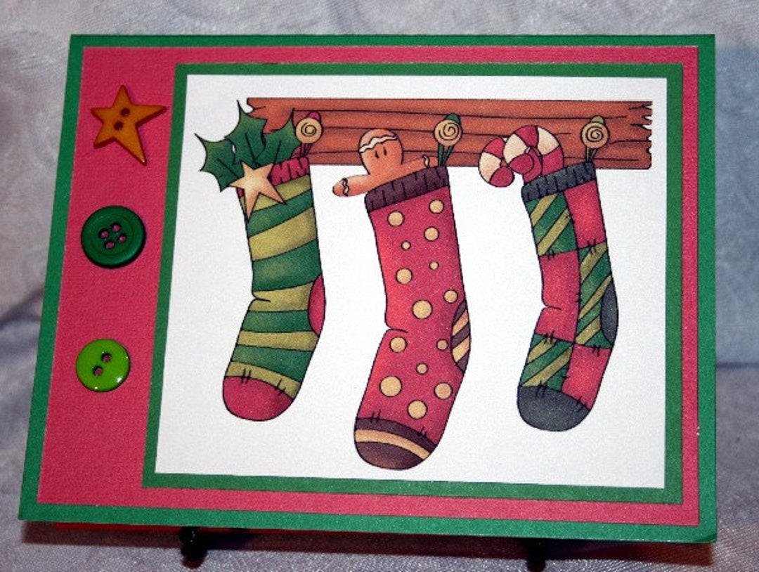 20180199 Christmas Stocking Card for Sale With Free Shipping Fireplace ...