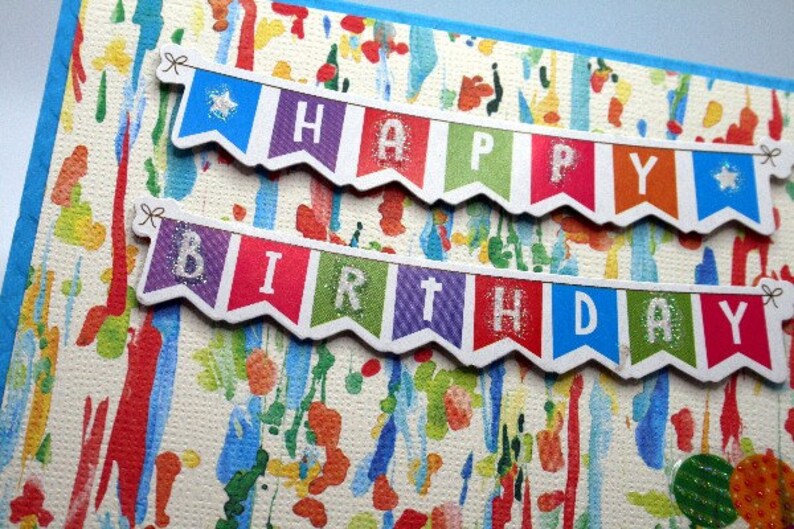 20220053 Watercolor Birthday Banner Card - Etsy