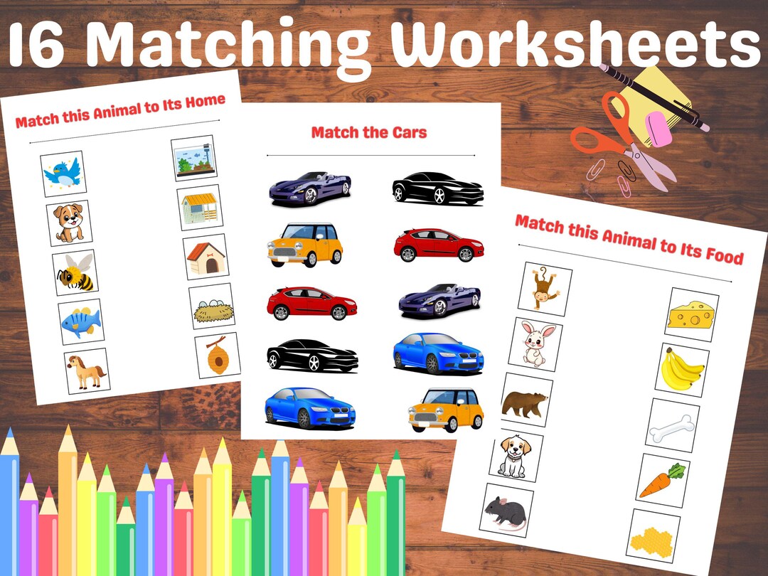 Matching Activity Pages for Kids - Etsy