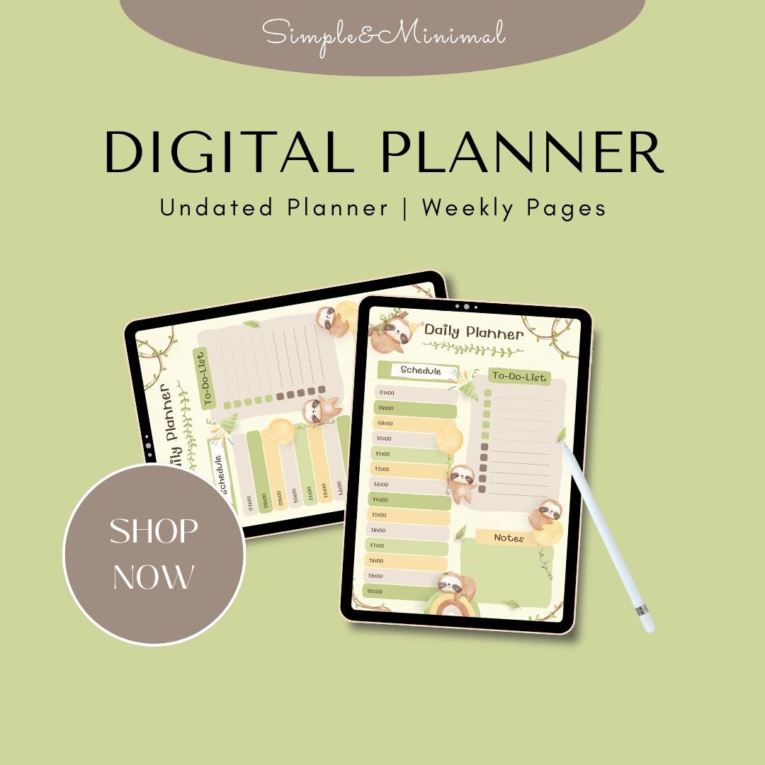Green and Yellow Daily Planner Template, Illustrated Productivity Sheet ...