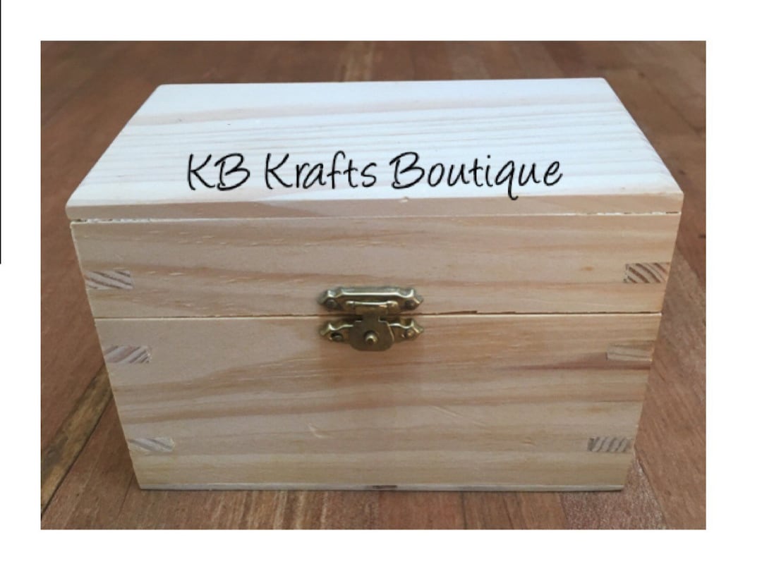 Wood Box With Hinges and Latch for Recipes, Keepsakes, Etc; Fits Index ...