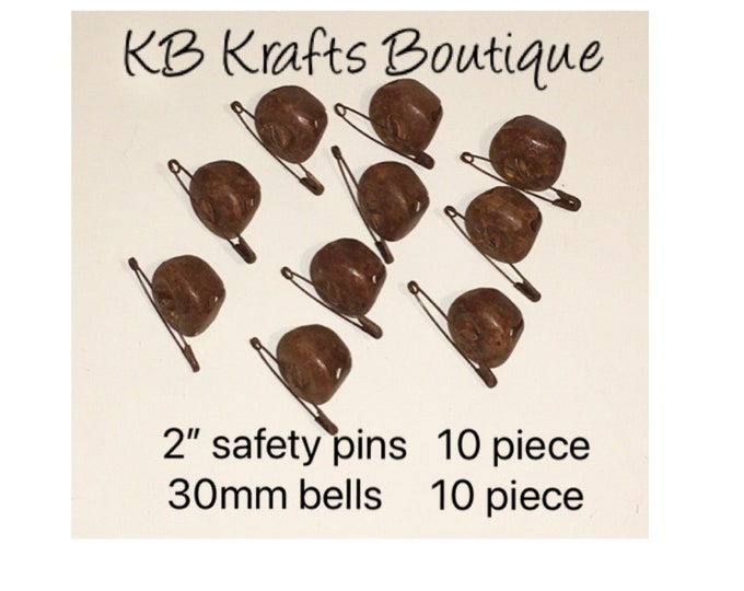 30mm Rusty Bells With 2 Rusty Safety Pins, 10pc Each - Etsy