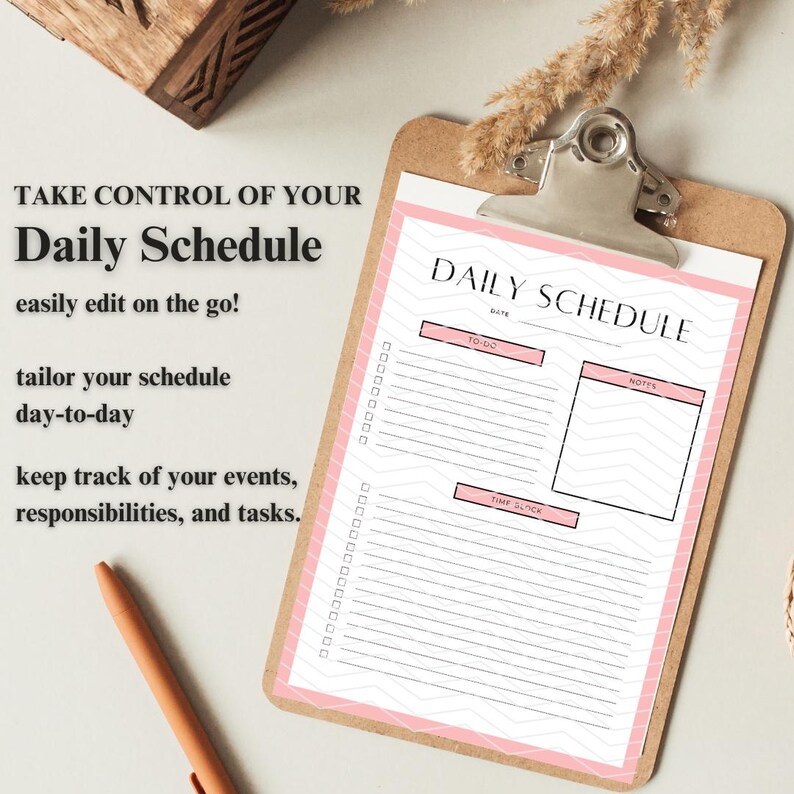 Daily Schedule Printable PDF — Time-block Planner & To-do List ...