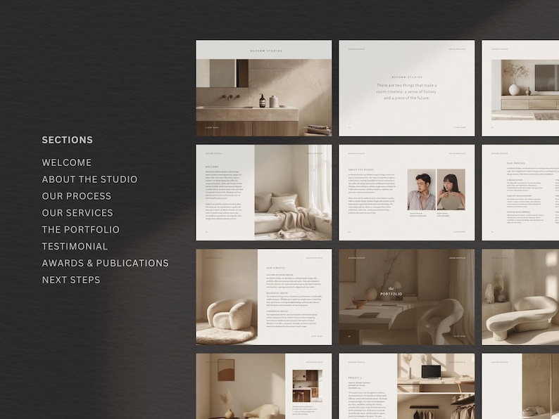 Modelo de Portfólio de Design de Interiores | Portfólio de Designer de ...