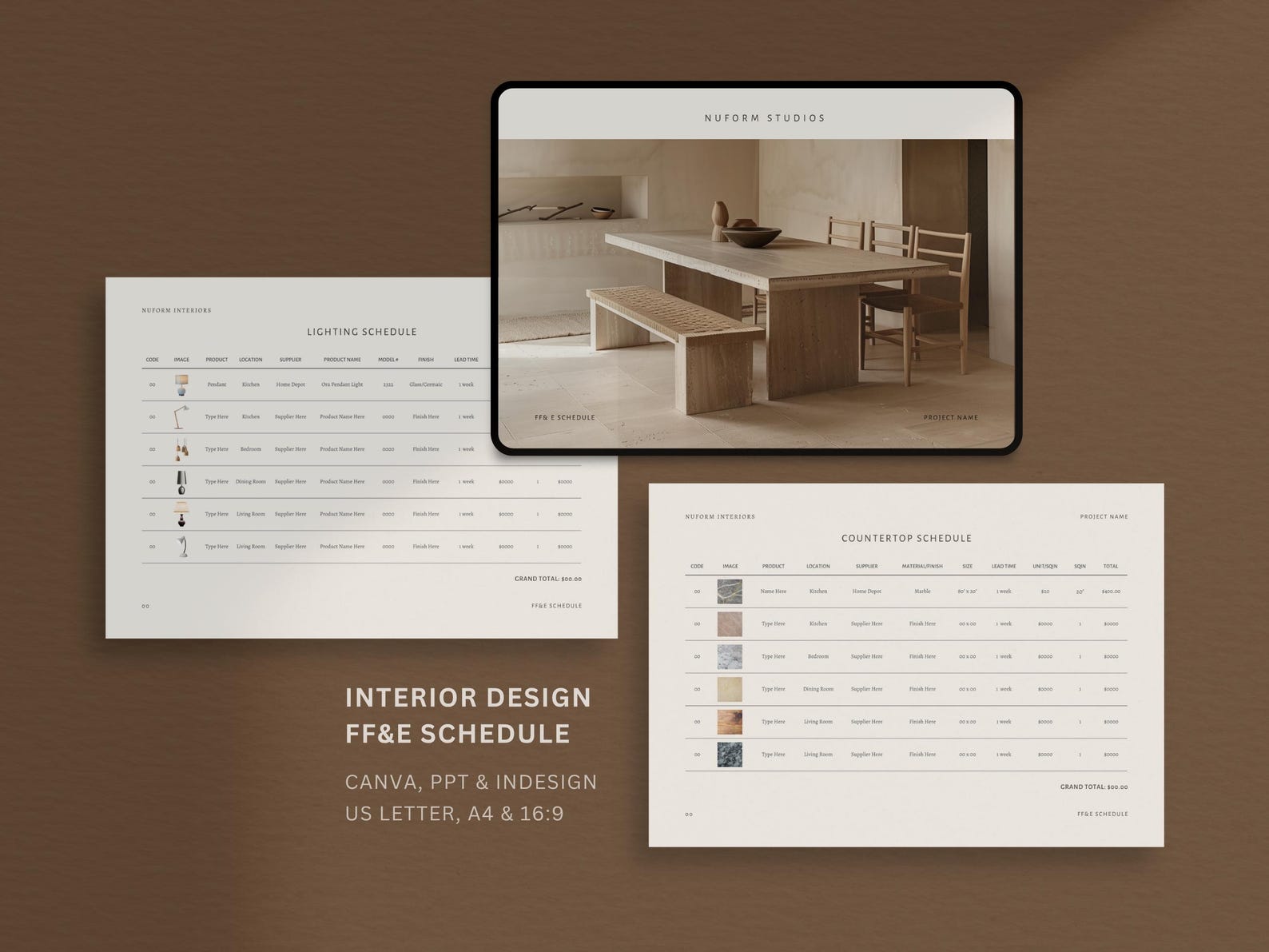 Interior Design FF&E Schedule Template | Interior Designer Timeline ...
