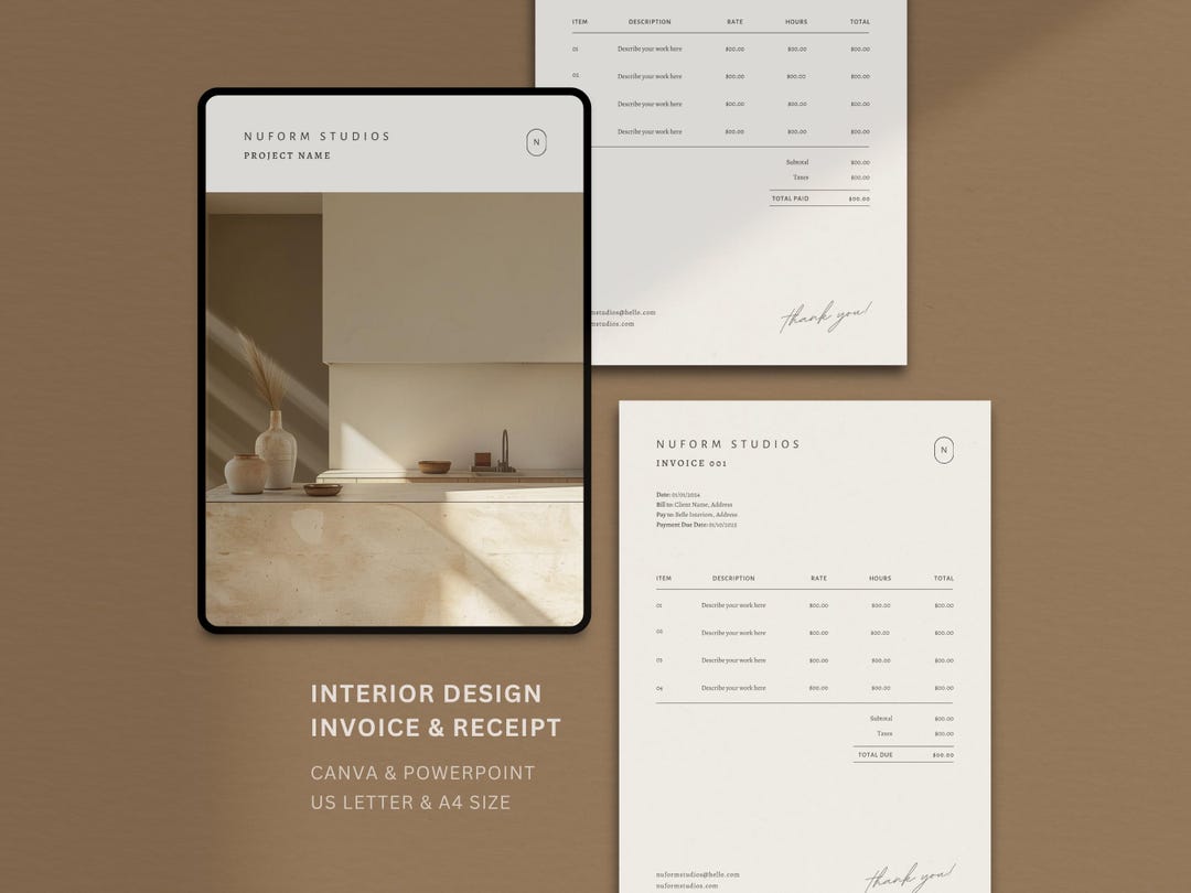 Interior Design Invoice Template | Interior Designer Receipt | Invoice ...