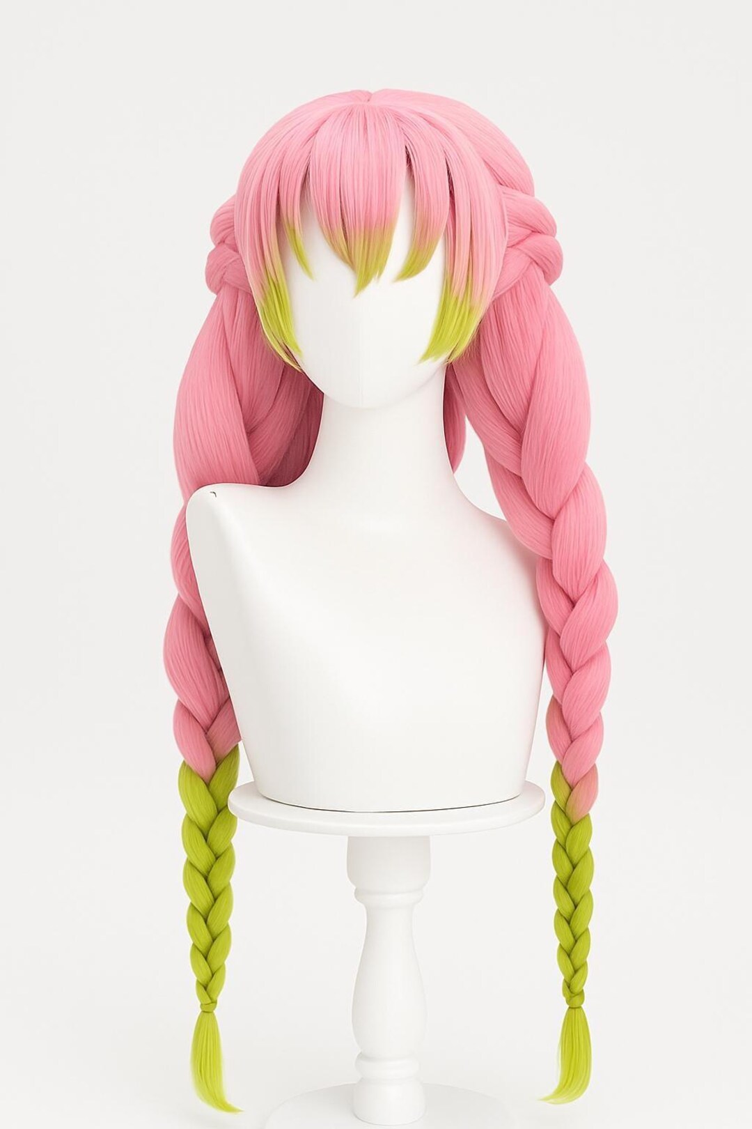 Mitsuri Kanroji Cosplay Wig – Demon Slayer Long Pink & Lime Green ...