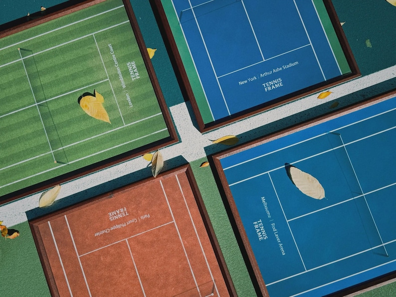 Australian Open Hard Court Frame — Timeless Tennis Wall Art - Etsy