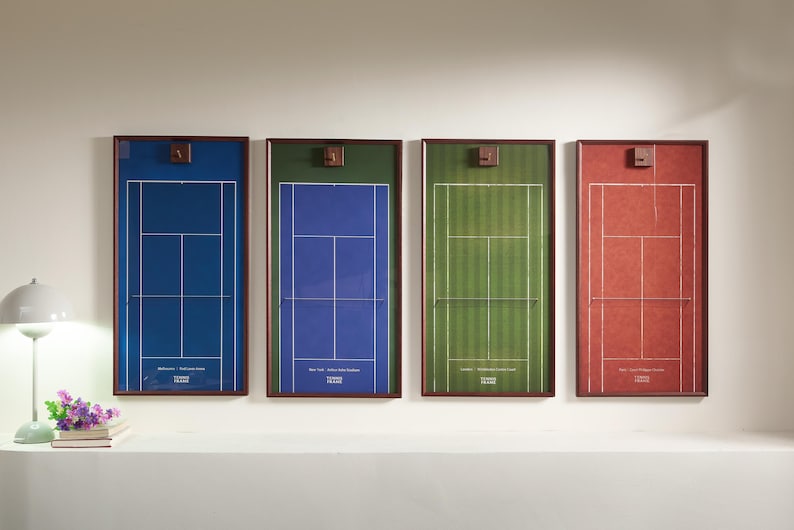 Full Grand Slam Racquet Display Set — Tennis Frame - Etsy