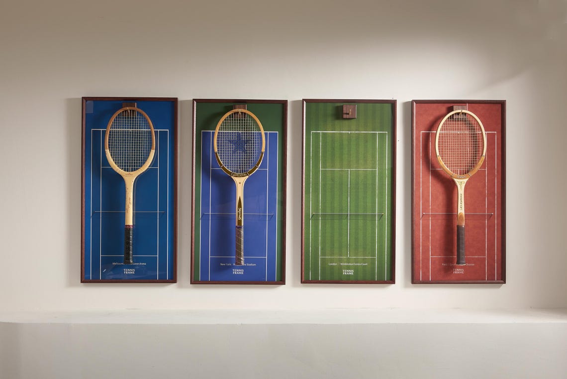 Full Grand Slam Racquet Display Set — Tennis Frame - Etsy