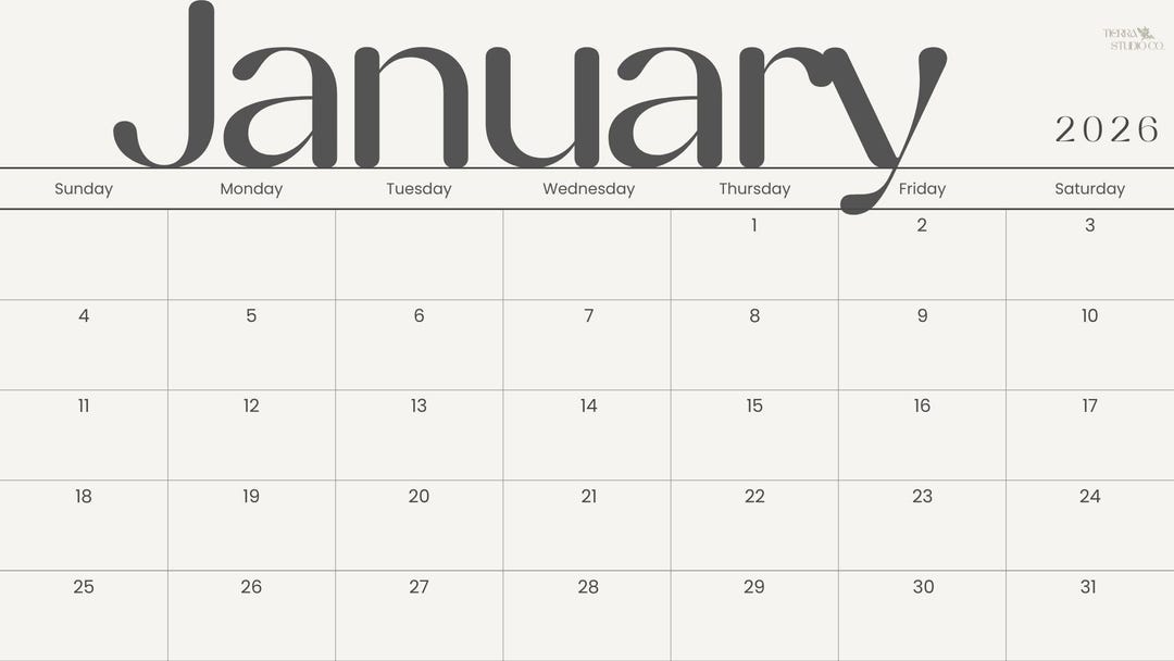 Boho Minimalist 2026 Calendar | Printable Monthly Planner (JPG) - Etsy