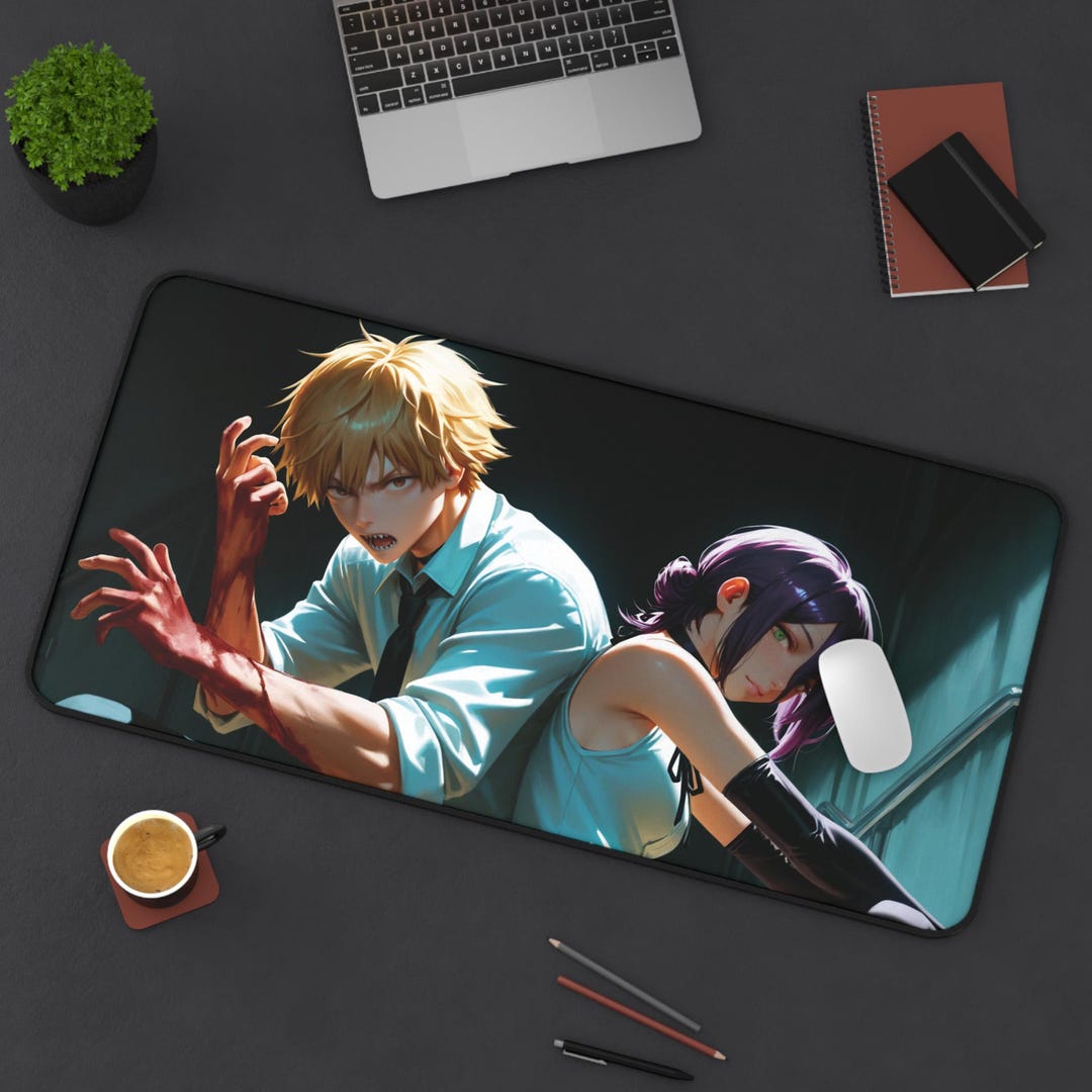 Reze and Denji Couple Desk Mat, Custom Desk Protector, Anime Gaming ...