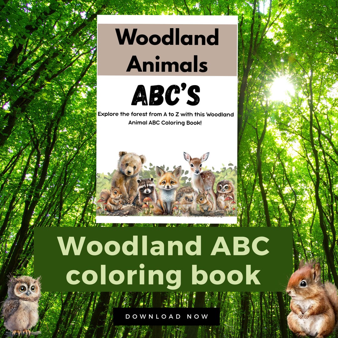 Woodland Animal ABC Coloring Book | A to Z Forest Animals Printable ...