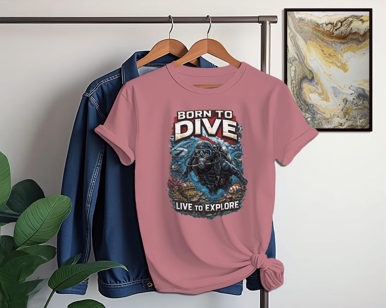 Scuba Diving T-shirt, Diver Skull Tee, Born to Dive Shirt, Live to ...