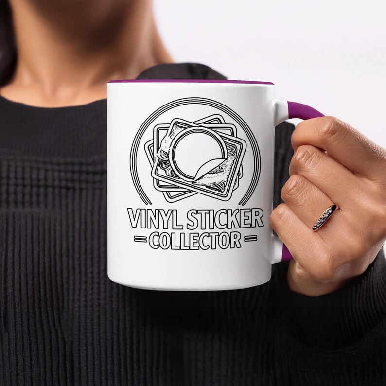 Vinyl Sticker Collector Mug, Sticker Fan Gift, Collectible Mug ...
