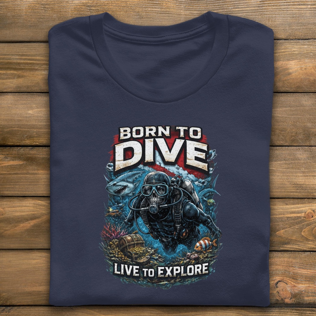 Scuba Diving T-shirt, Diver Skull Tee, Born to Dive Shirt, Live to ...