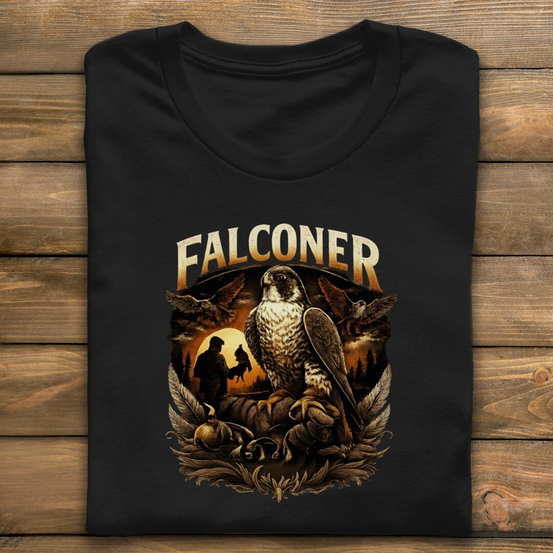 Falconer T-shirt, Peregrine Falcon Art, Birds of Prey Tee, Wildlife ...